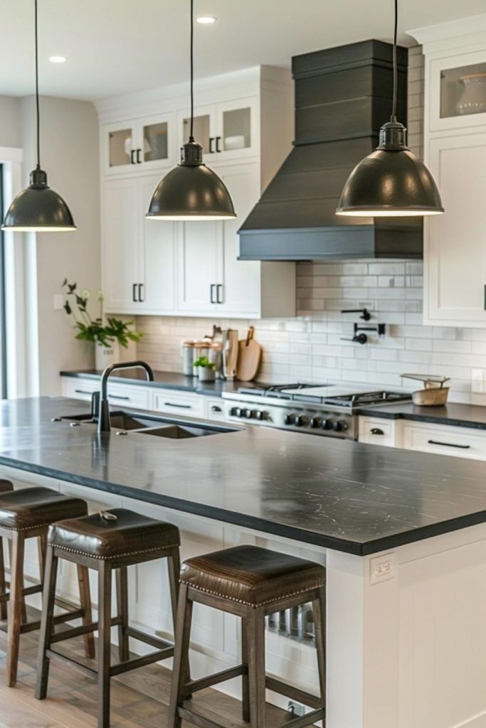 29 White Kitchen Cabinets with Black Countertops Ideas – ToolzView